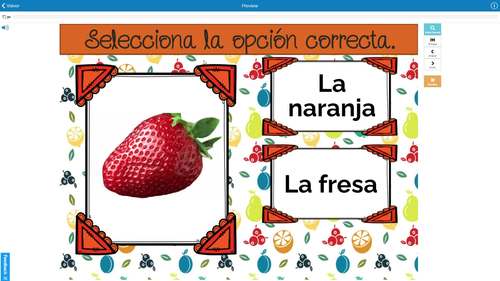 Spanish Fruit Vocabulary & Definite Articles Boom Cards by La Maestra Kitty