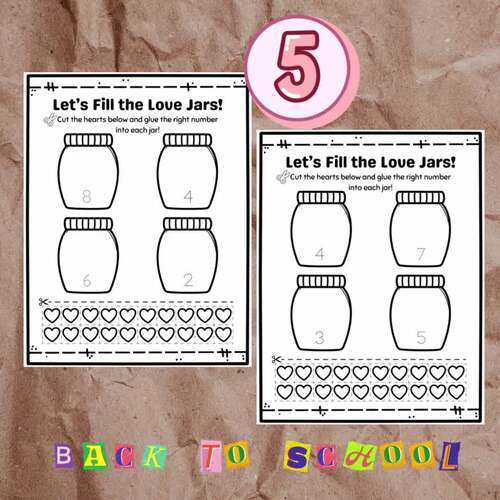 Heart Jar Counting Addition math Worksheets | Fun & Hands-On Counting ...