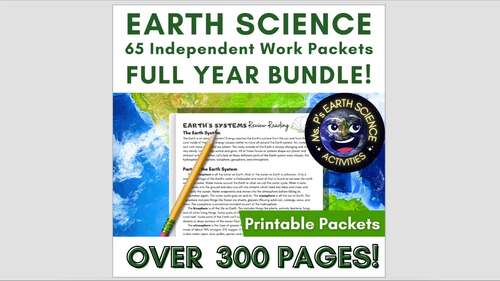Full-Year Earth Science Independent Work Packets- Study Guides, Sub ...