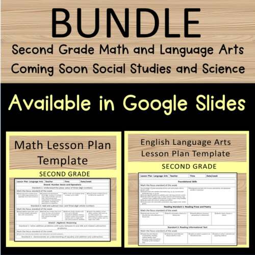 Bundle Second Grade Lesson Plan Template by Ana's Teaching Corner