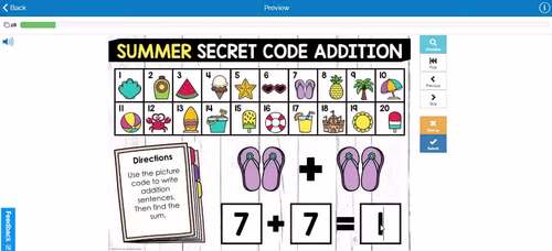 Summer Boom Cards Secret Code Addition to 20 Sum 11-20 by The KNA Shop