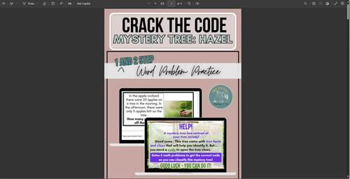 Crack the Code Math | Word Problems within 20 | Plant Needs Earth Day