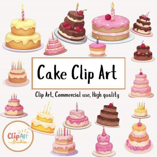 Cake Clipart. PartY cake. Cupcakes. Birthday Clip Art. Clip Art Studio