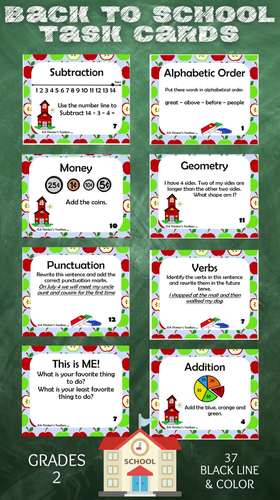 Review Task Cards - Grade 2 | First Week of School by A Thinker's Toolbox