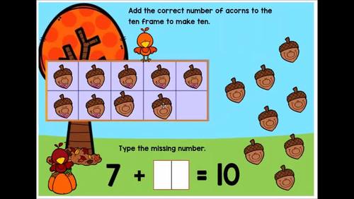 Making Ten Digital Boom Cards Kindergarten Core Standard KOA.A.4 Fall
