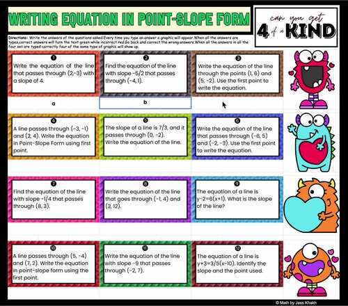 Writing Equation in Point-Slope Form Worksheet Digital Practice ...