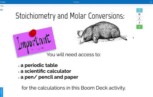 Stoichiometry and Molar Conversion Digital Task Cards - Boom Deck