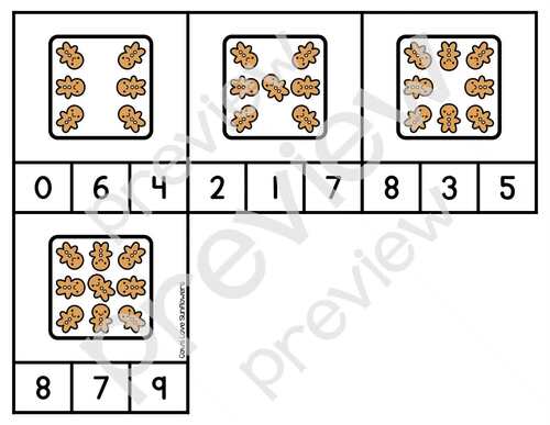 Gingerbread Dice and Domino Clip Cards - Count and Write Number ...