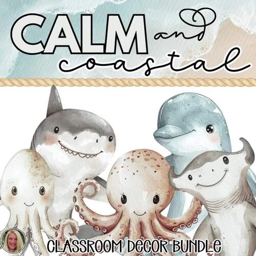 Calm and Coastal Classroom Decor BUNDLE by moonlight crafter by Bridget