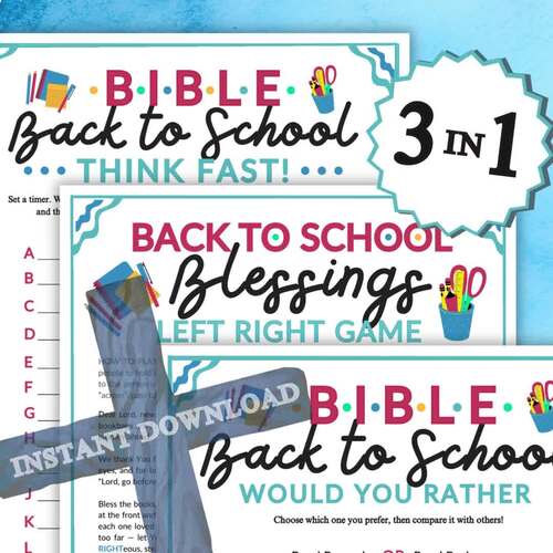 Bible Back to School Group Games BUNDLE, Ministry Sunday School Homeschool
