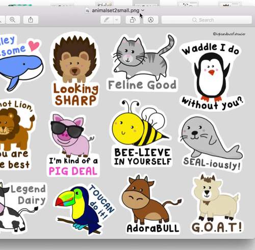 Cute Printable Sticker Template for Cricut & Cameo (Animal Puns)