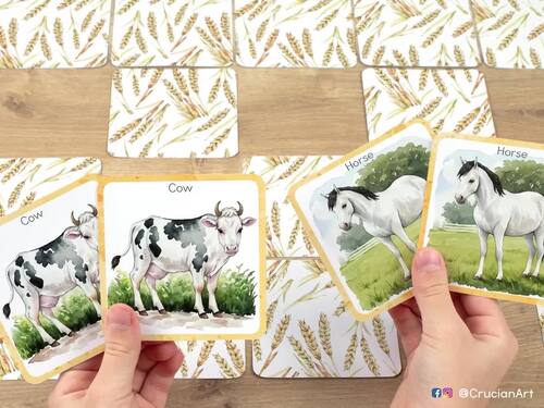 Farm Life and Farm Animals Memory Game: Visual Matching & Concentration ...