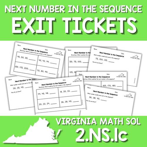 Virginia 2023 Math VA SOL 2.NS.1c Exit Tickets Skip Counting Patterns 2 ...