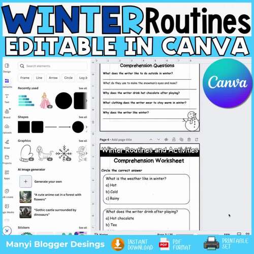 Differentiated ESL 4 Skills- Winter Routines and Activities Worksheets ...