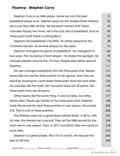 Stephen Curry Differentiated Standards-Based & Reading Comprehension Unit