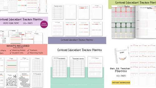Printable General Education Teacher Planner - Pastel Floral | TPT