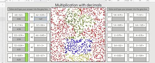 Digital Math Pixel Art | 5th Grade Fluency Decimal Multiplication
