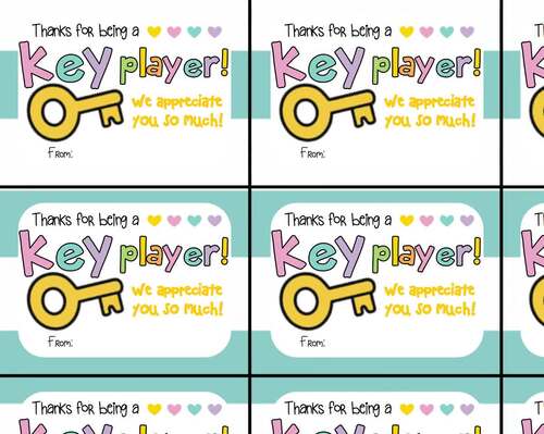 Keychain Staff (Teacher) Appreciation Gift Tag- Thanks for being a key ...