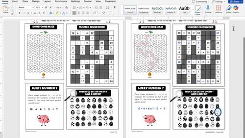 6th/7th/8th Grade Math Fun Spring Worksheet | Logic Puzzles Brain Games