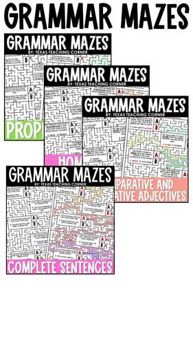 Homophones, Proper Nouns, and Adjectives BUNDLE - Worksheets - Grammar Maze