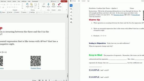 Polynomials Lesson 2 - Distribute Combine Like Terms - Interactive ...