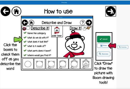 Describe and Draw Winter Vocabulary Speech Therapy Language Print ...