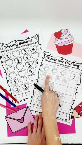 Valentines Day Number Sense Counting Worksheets Pre-k Kindergarten