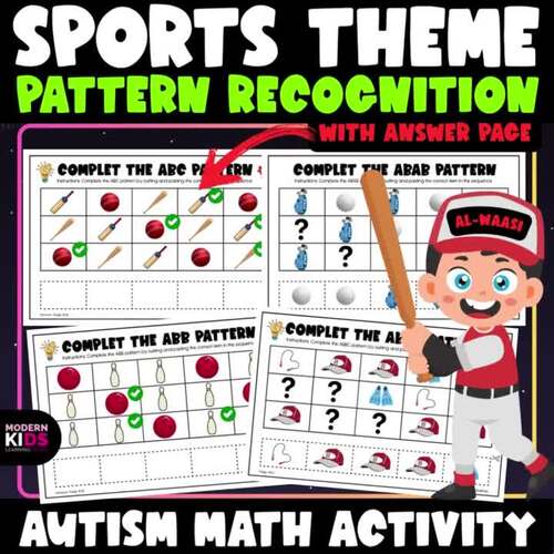 Sports Theme Pattern Recognition Task Cards - Patterning for ASD