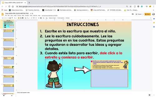 Writing prompt in Spanish - Distance learning - Google Classroom - Spring
