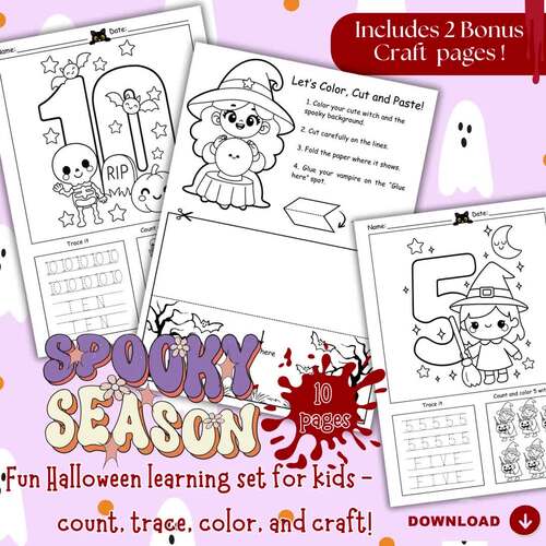 Halloween Number Fun Worksheets (1–10) | Counting & Craft Activities ...