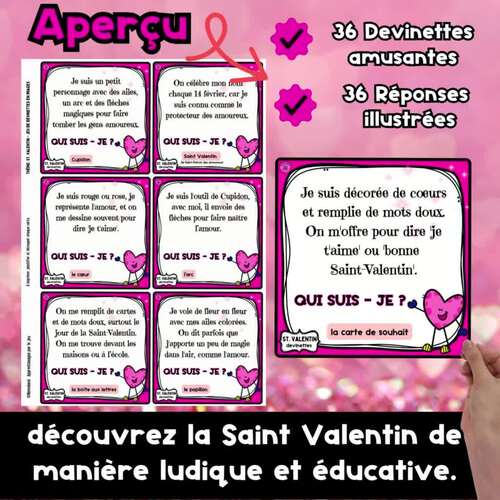 Saint Valentin. Jeu de devinettes en images | TPT