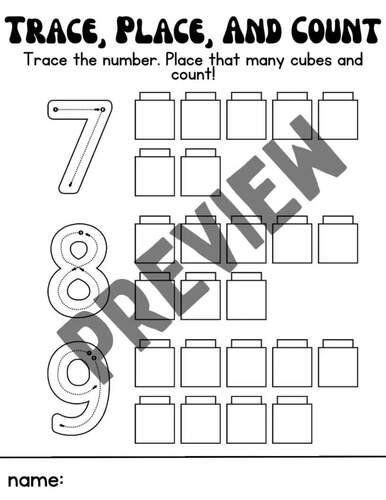 Numbers 1-10: Trace, Color, Manipulatives, and Ten Frames Mats + Worksheets