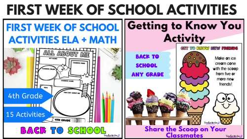 Back to School First Week Activities Fourth Grade Getting to Know You ...