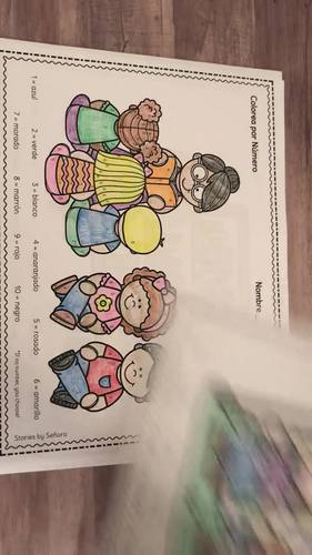 Spanish Color by Number Worksheets--Fall and Back to School Themed