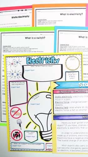 Static and Current Electricity Reading Activity by Teaching Muse