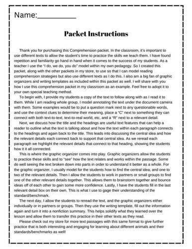 4th Grade Winter Animal Reading Comprehension Passage with Questions ...