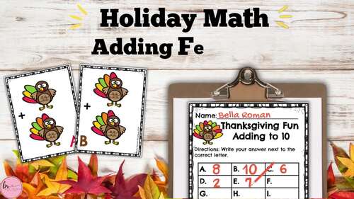 Thanksgiving Math Activity Adding to 10 Write the Room - Turkey Math ...