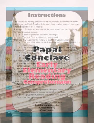 Papal Conclave Reading Comprehension: New Pope is Chosen: Read, Discuss ...