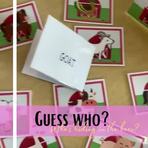 Farm animals circle time game, guess who is in the barn activity toddlers