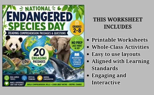 Endangered Animals Comprehension Worksheets | Science + Reading ...