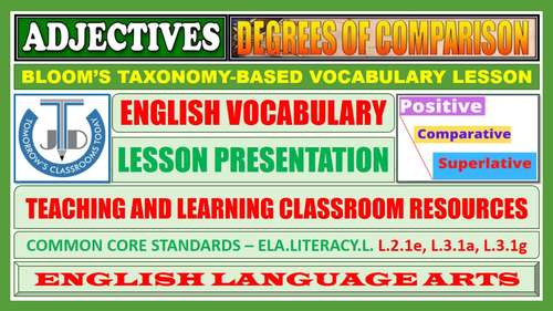 ADJECTIVES - DEGREES OF COMPARISON - UNIT LESSON PLAN by JOHN DSOUZA