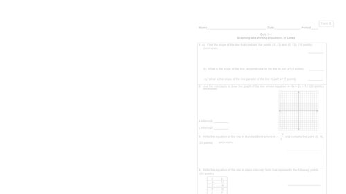 Algebra - Lines & Systems Assessments - 1 Quiz, 2 Reviews, 5 Tests