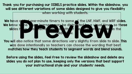 1st Grade DIBELS March Practice Slides LNF PSF NWF WR ORF Vocab Oral ...