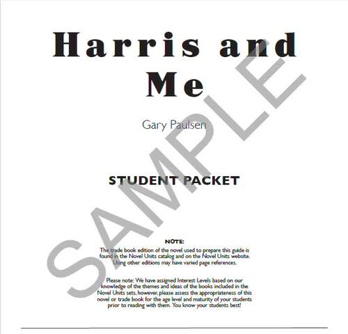 Harris and Me Novel Units® Student Packet Novel Study | TPT