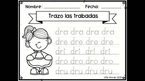 SÍLABAS TRABADAS con DR | Hojas de trabajo de lectura | Spanish blends