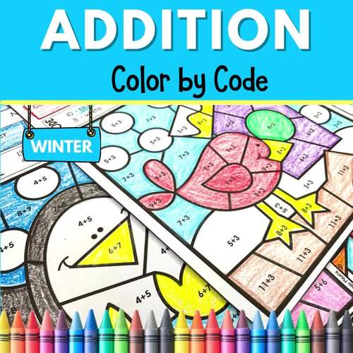 Addition Color by Code - Color by Number - Winter | TPT