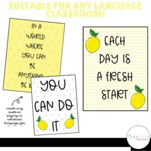 Lemon Classroom Posters | Lemon Classroom Decor by My Taylored Classroom