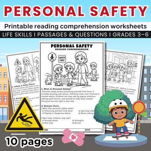 Personal Safety Reading Comprehension Worksheets, Life Skills Passages ...