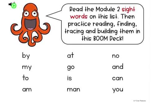 HMH Into Reading Kindergarten BOOM CARDS™ Module 2 Sight Words Ocean Theme