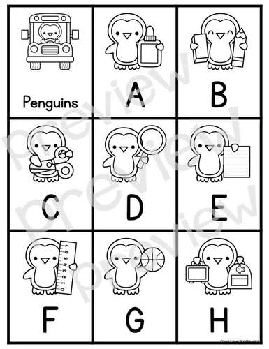 School Penguins | Uppercase & Lowercase Alphabet Matching | ABC Flash Cards